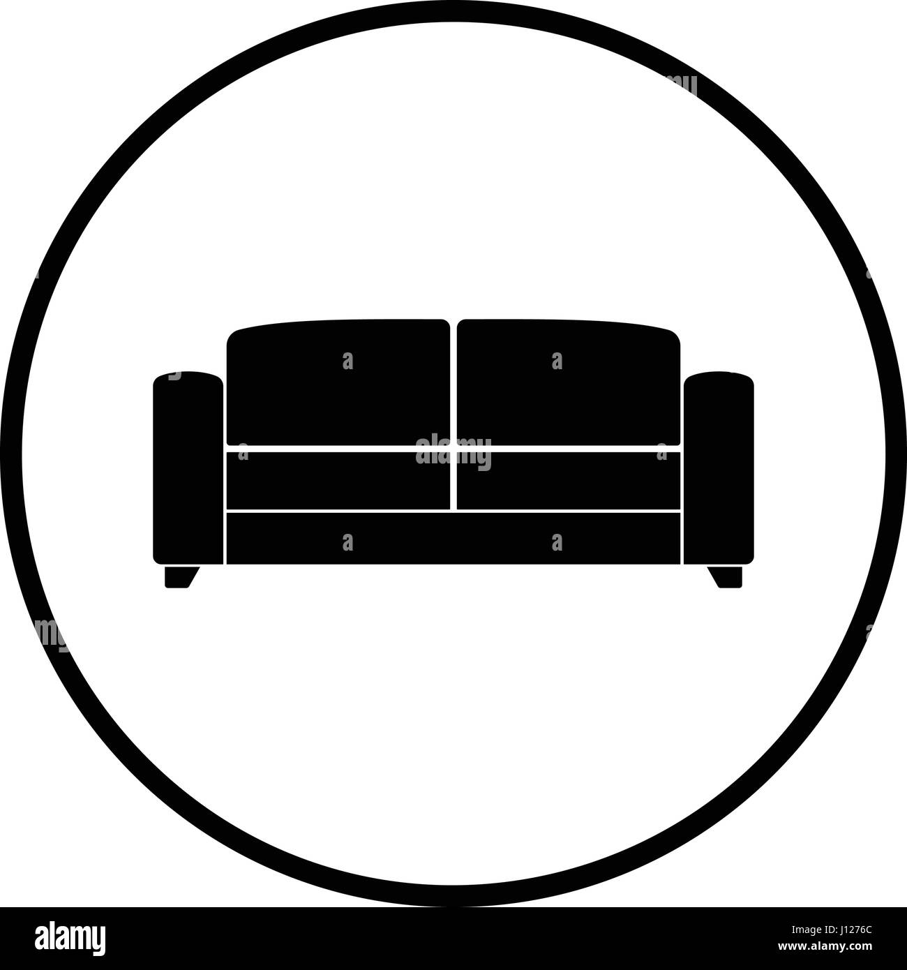 Office sofa icon. Thin circle design. Vector illustration Stock Vector ...