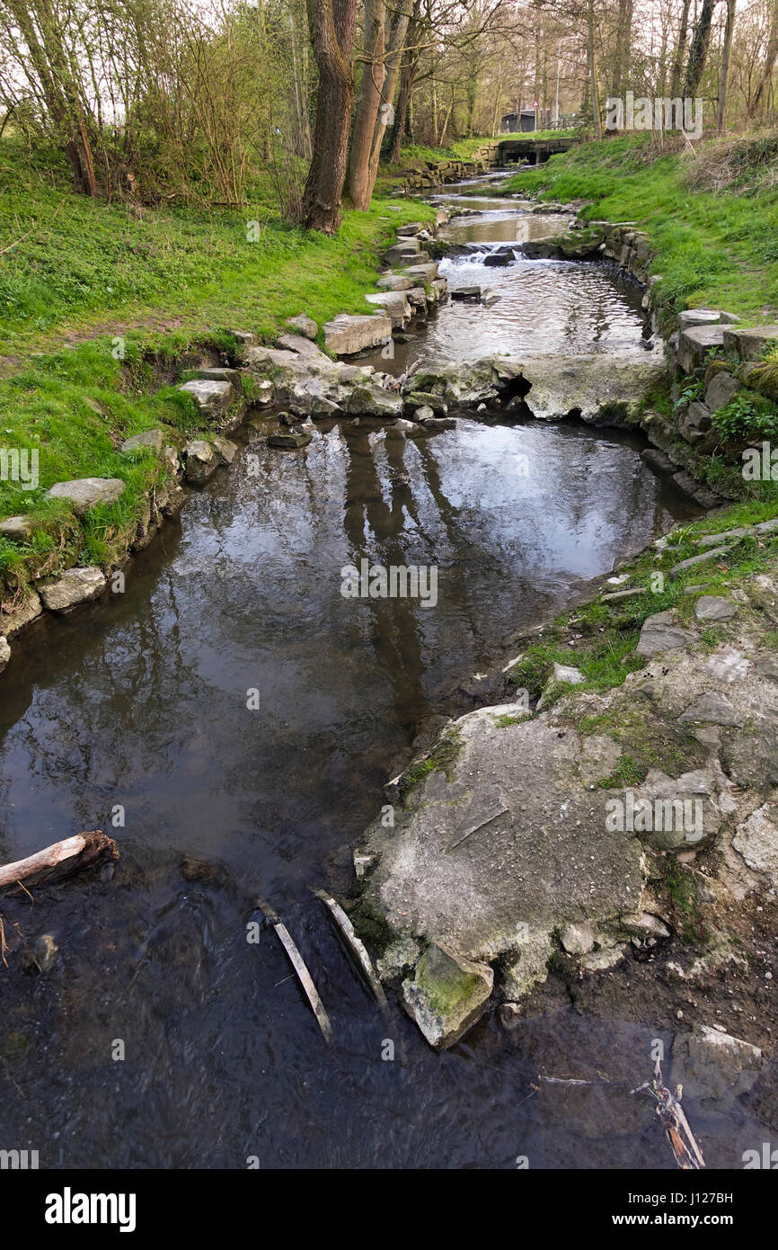The Molenbeek, Geleenbeek, Keutelbeek river in Sittard. Limburg ...