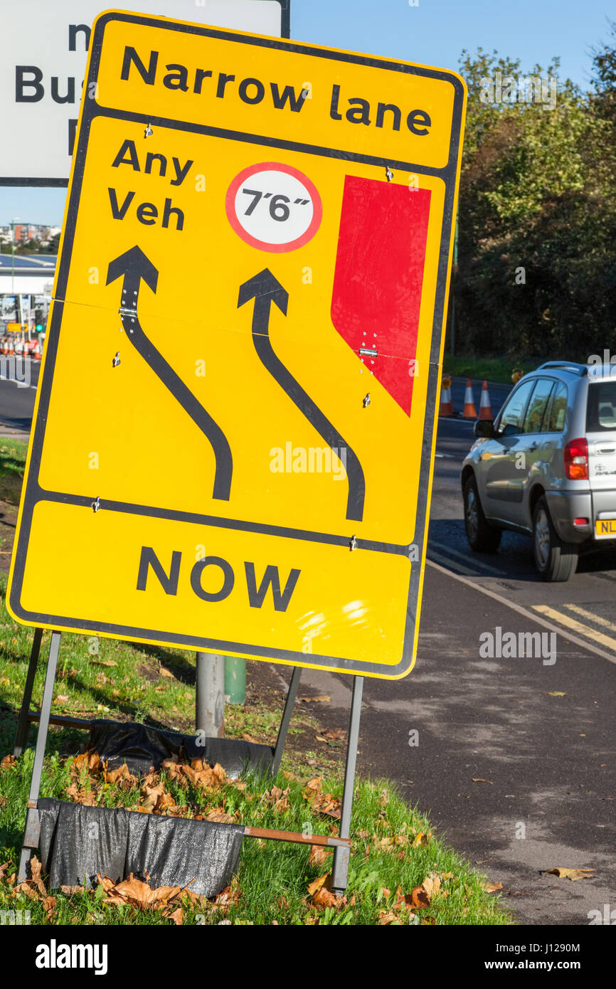 Narrow road sign on lane hi-res stock photography and images - Alamy
