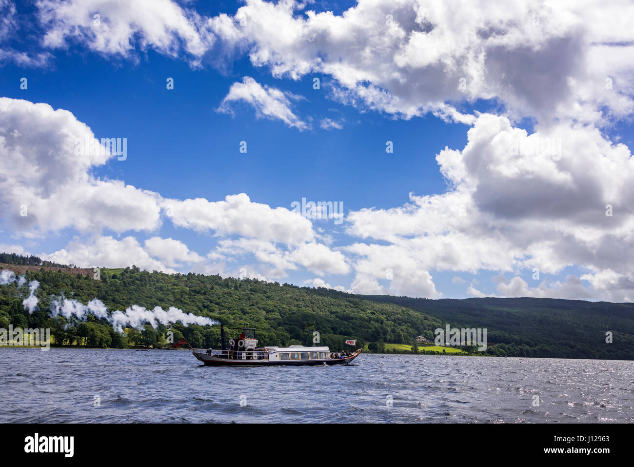 Lake Coniston Cumbria North West England. The National Trust steam ...