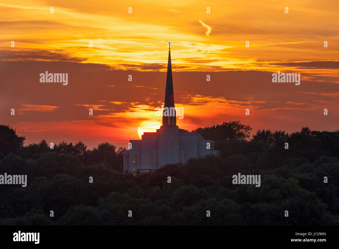 Chorley Mormon Temple at sunset Stock Photo - Alamy