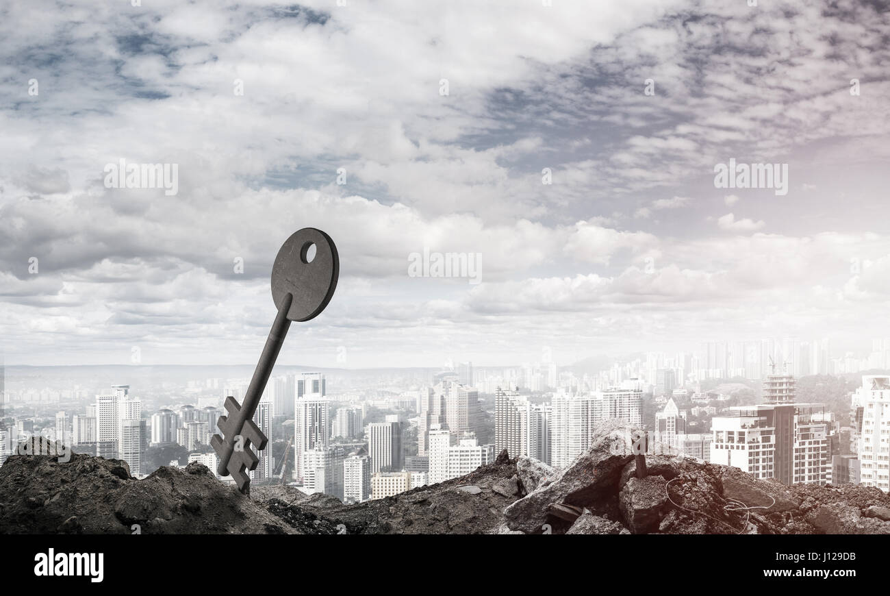 Conceptual background image of concrete key sign and natural lan Stock ...