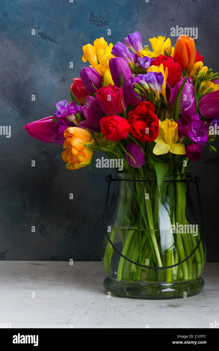 bouquet of bright spring flowers Stock Photo - Alamy