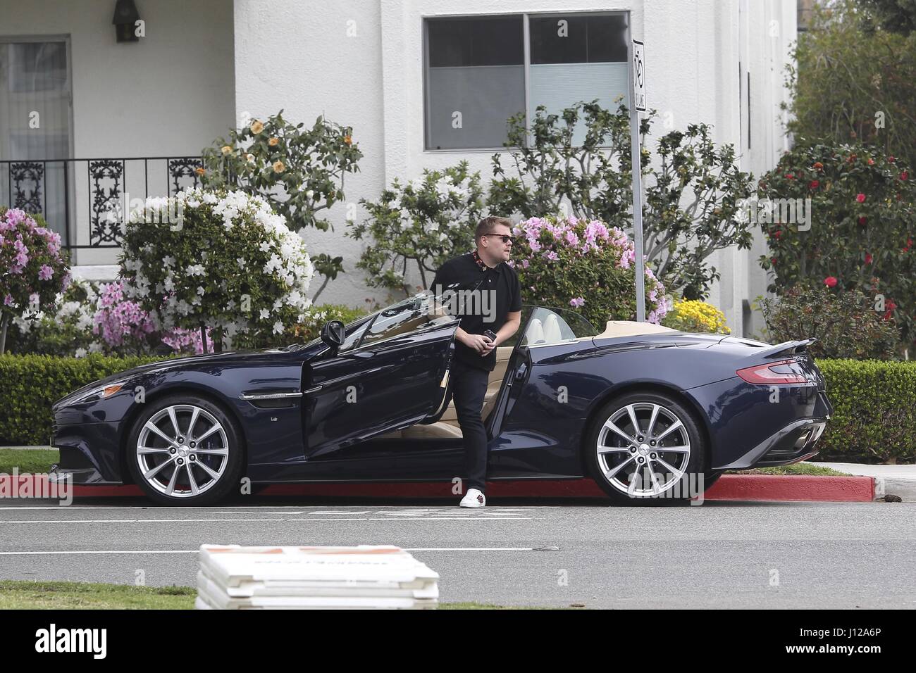 James Corden picks up his son Max Corden from school on St. Patrick's ...