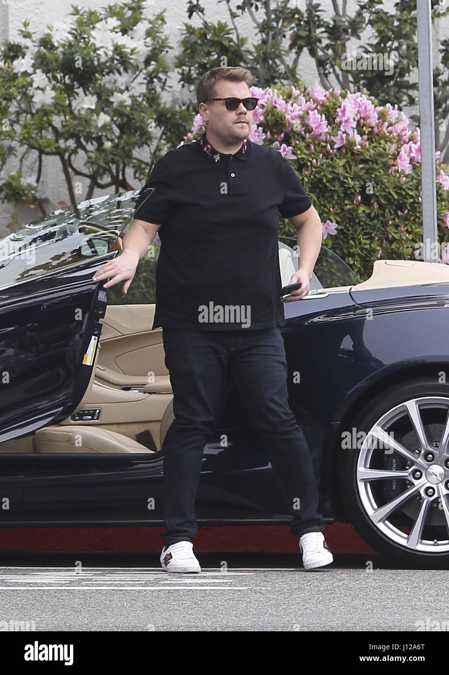 James Corden picks up his son Max Corden from school on St. Patrick's ...
