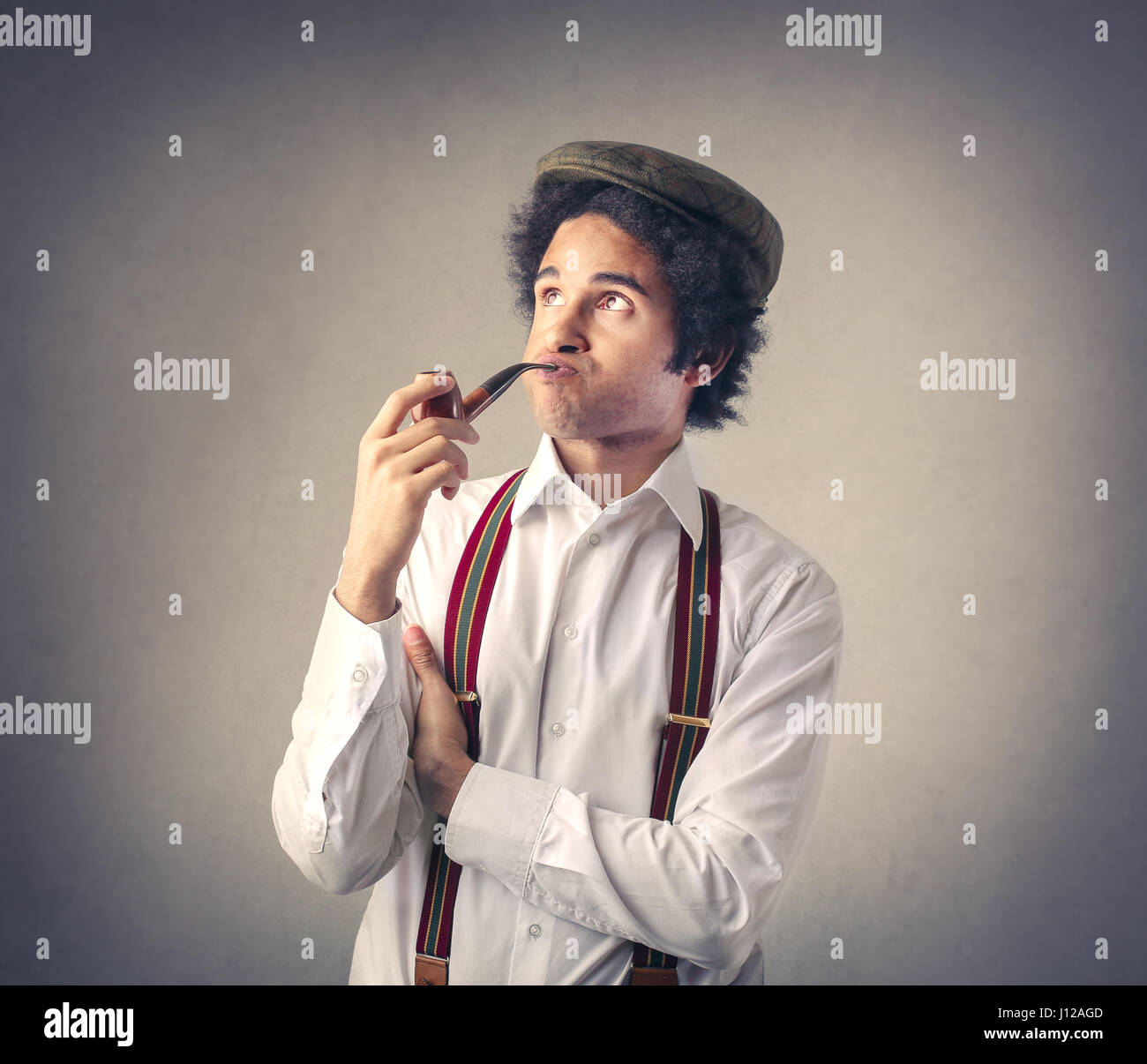 Man with pipe Stock Photo - Alamy