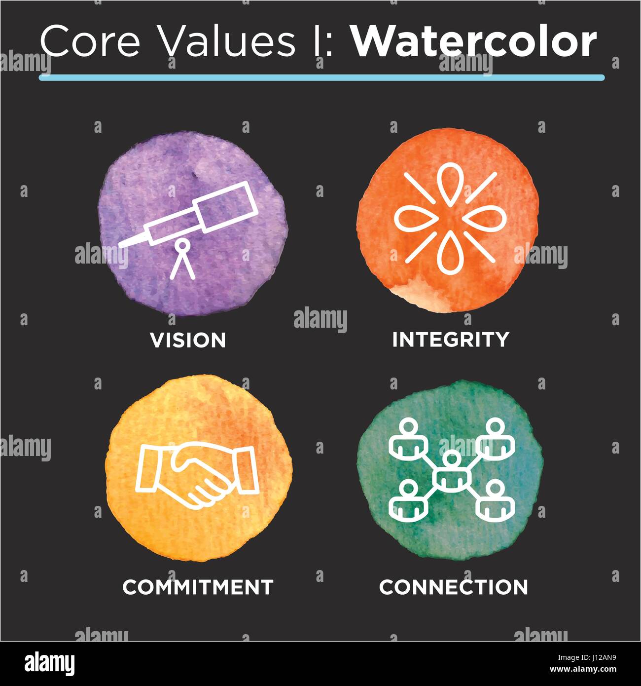 Company Core Values Outline Icons for Websites or Infographics Stock ...
