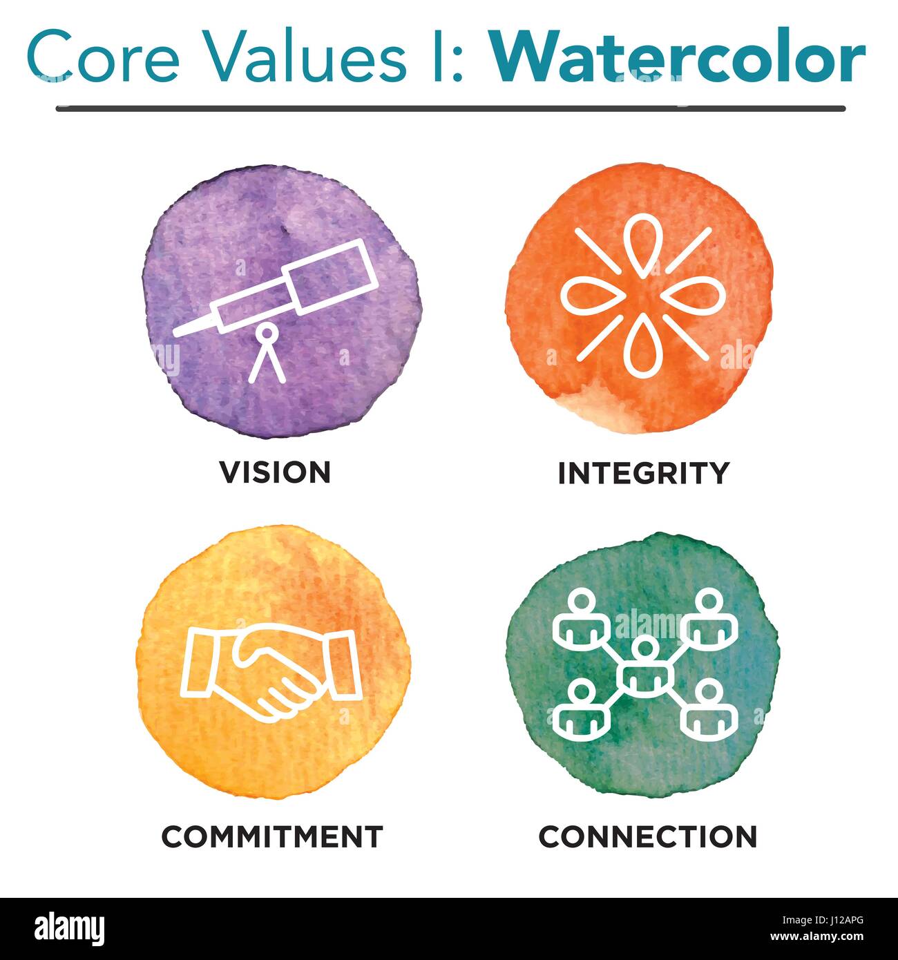 Company Core Values Outline Icons for Websites or Infographics ...