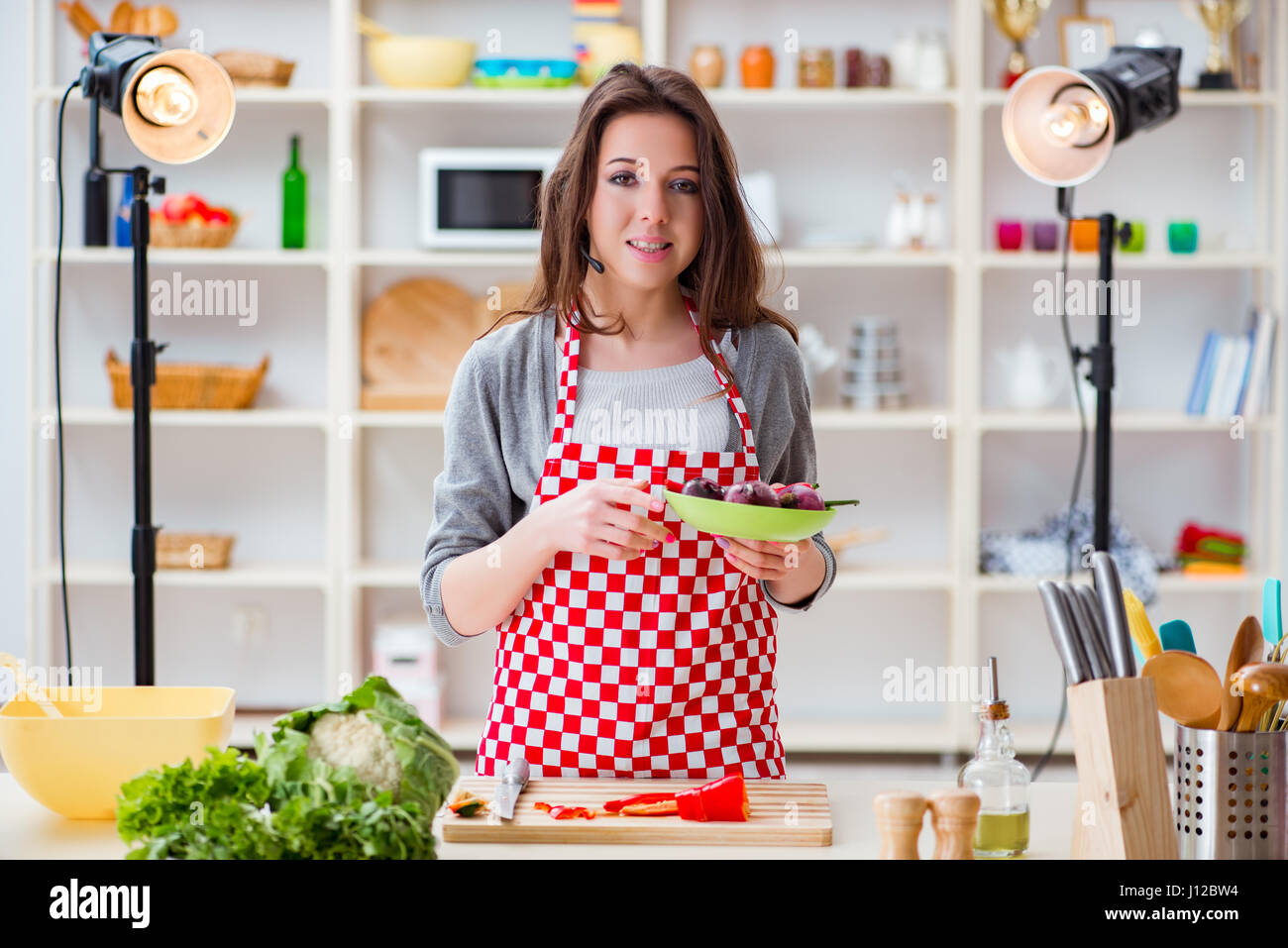 Food cooking tv show in the studio Stock Photo - Alamy