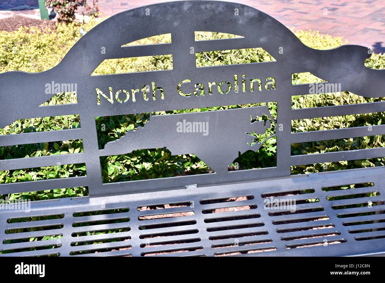 North Carolina bench at rest area Stock Photo - Alamy
