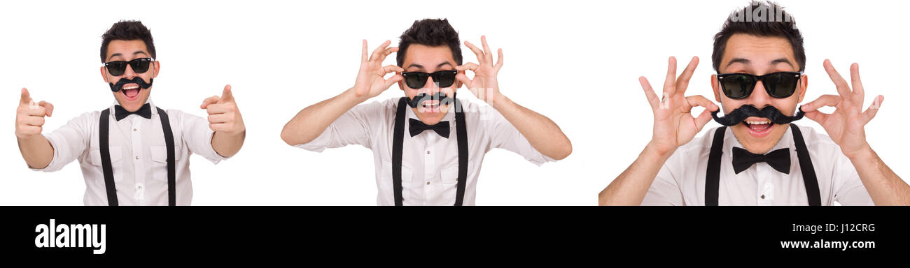 Young man with moustache isolated on white Stock Photo - Alamy