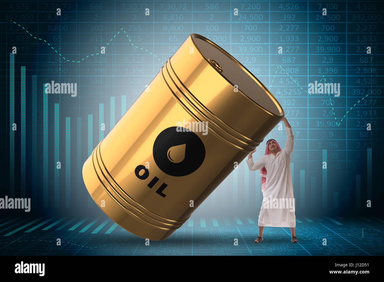 Arab businessman holding oil barrel Stock Photo - Alamy