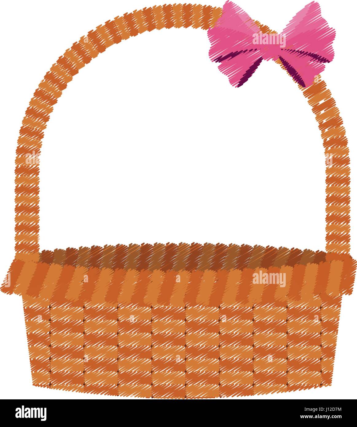 straw basket with pink bow icon image Stock Vector Image & Art - Alamy