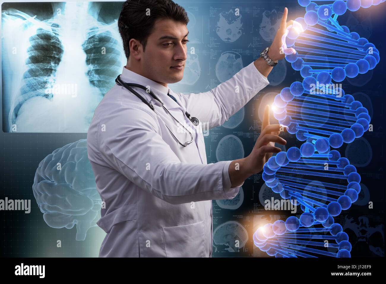 Scientist studying human DNA in lab Stock Photo - Alamy