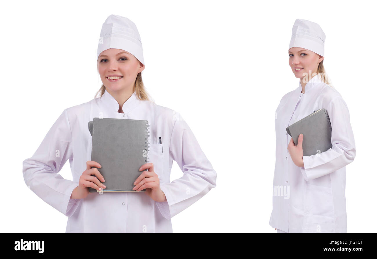 Pretty female doctor isolated on white Stock Photo - Alamy