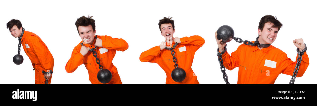 Young inmate with chains isolated on the white Stock Photo - Alamy