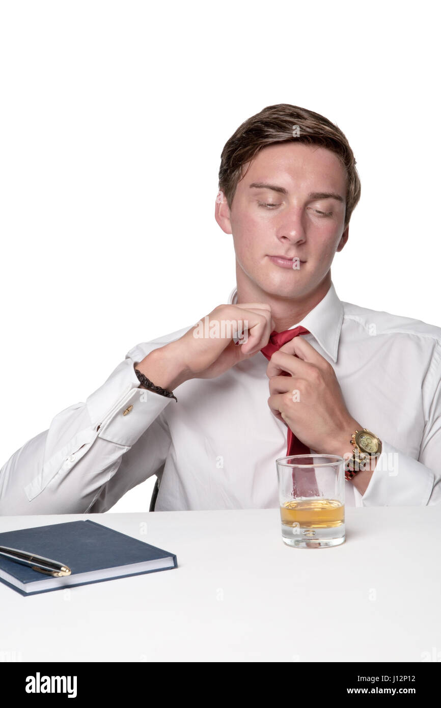 business man drinking alcohol at work sneakily Stock Photo - Alamy
