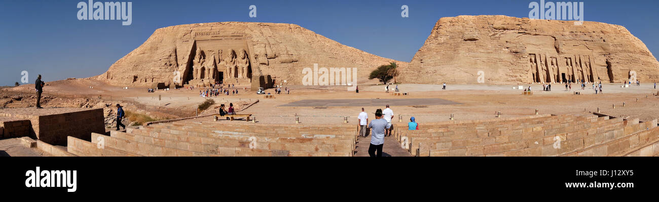 panorama Temple of Nefertari and Great Temple of Ramesses II behind ...