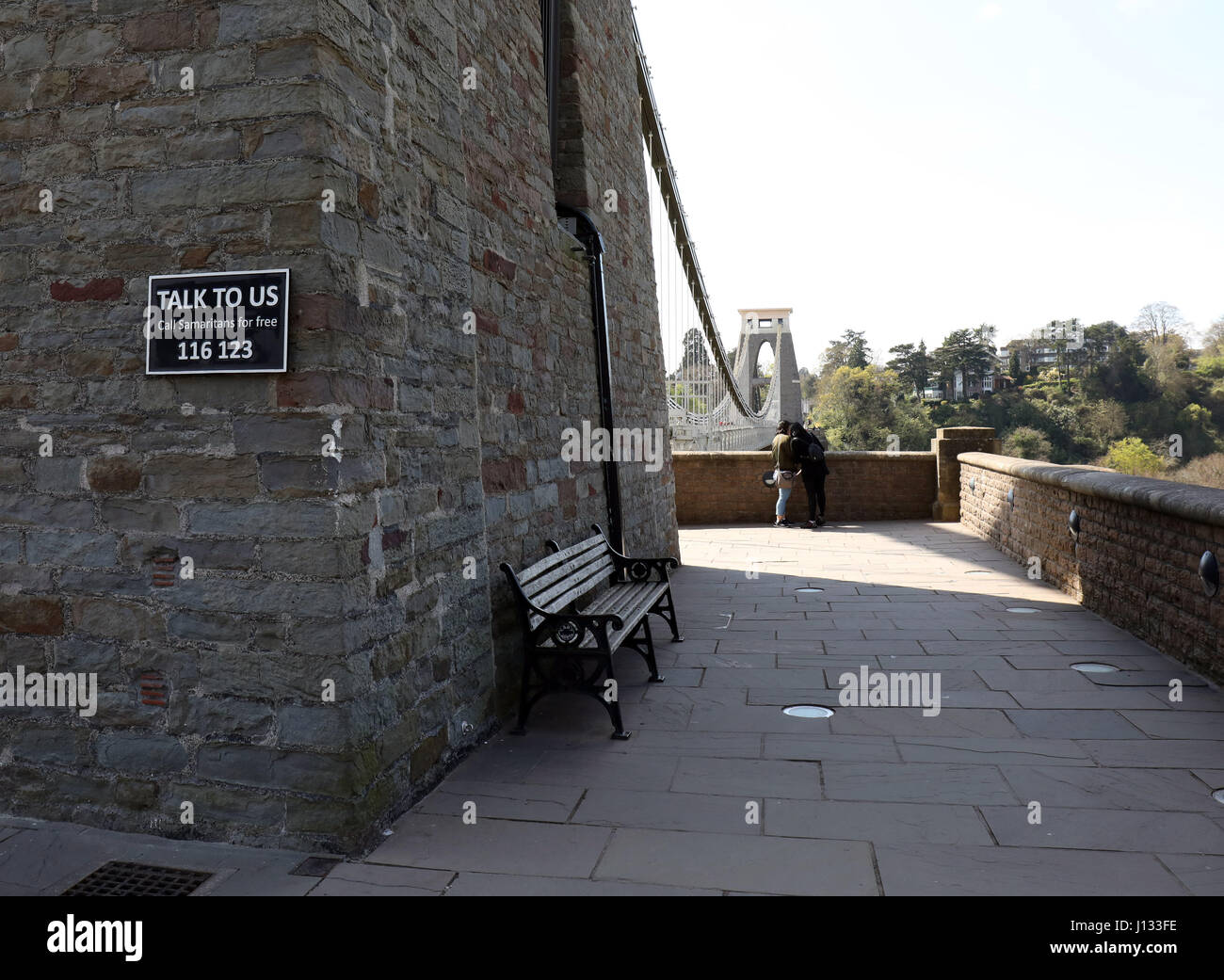 Samaritans sign at The Clifton Suspension Bridge is a suspension bridge ...