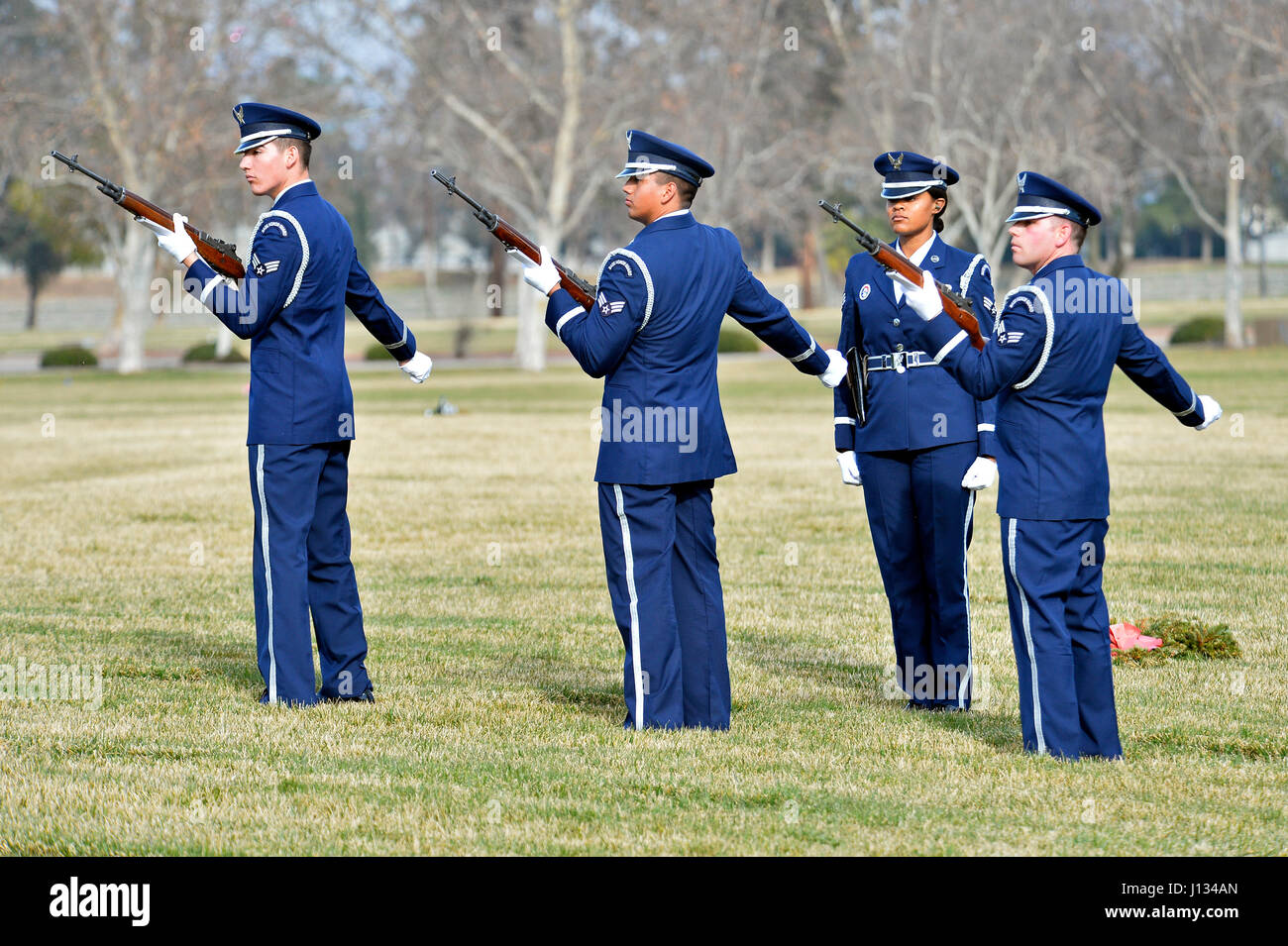 Senior Airman Joseph Trujillo of the 163d Force Support Squadron (right ...