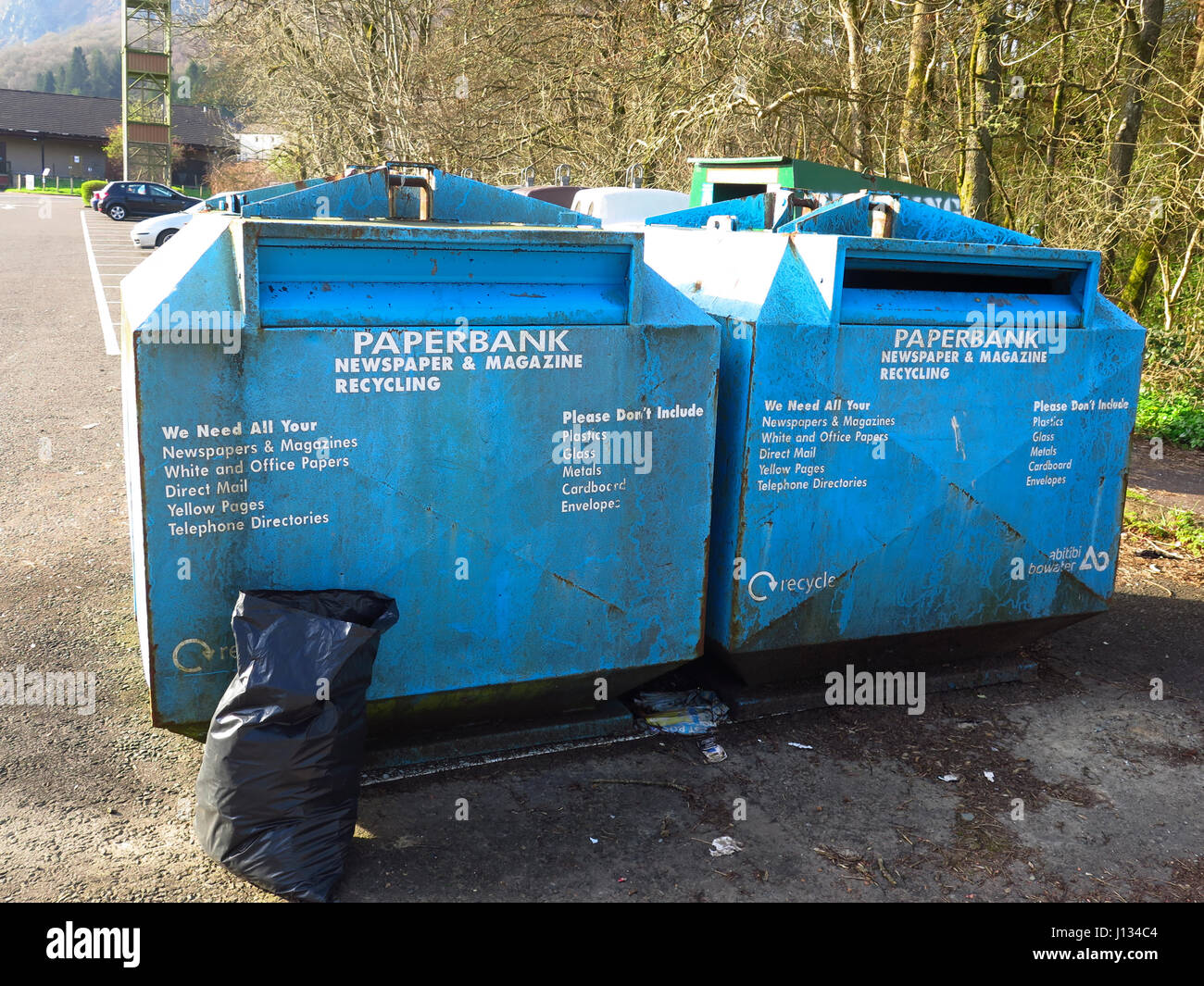 Waste paper recycling bins Stock Photo - Alamy