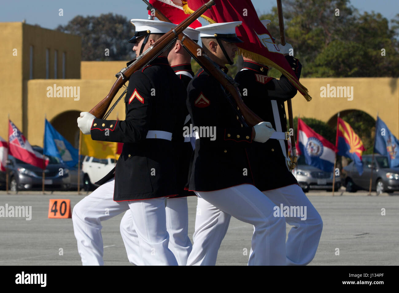 U.S. Marines with the Marine Corps Color Guard, Battle Color Detachment ...