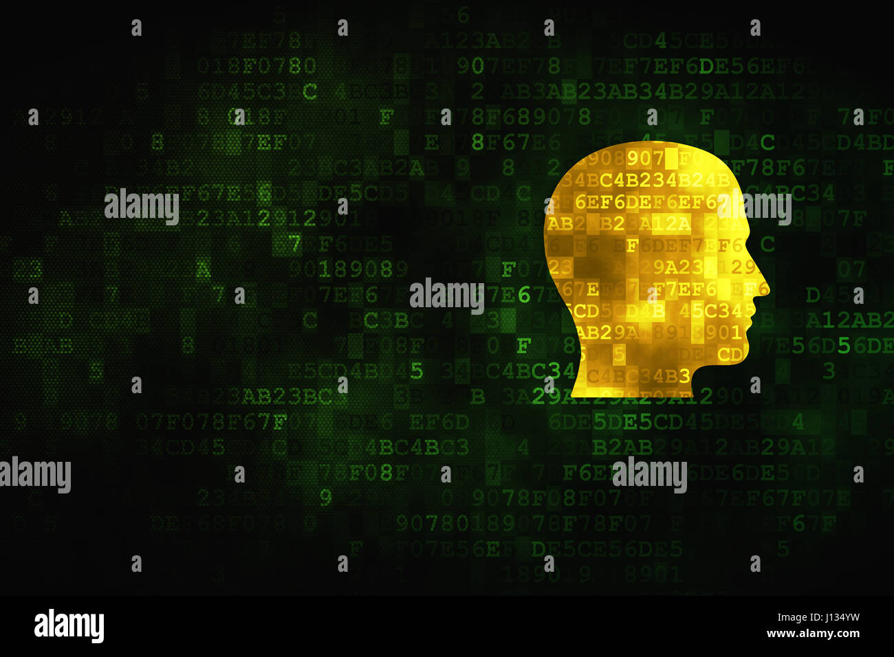 Data concept: Head on digital background Stock Photo - Alamy