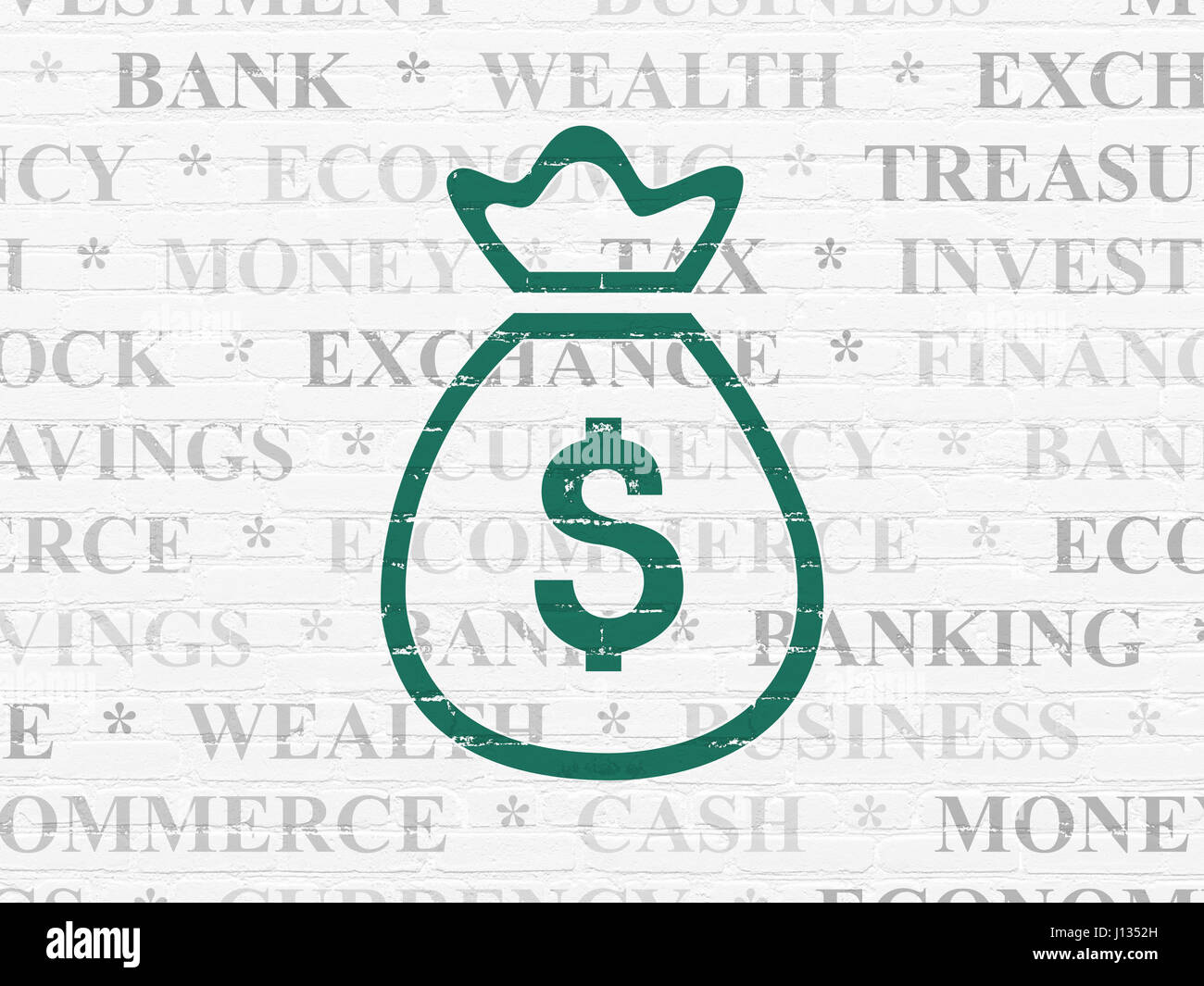 Money concept: Money Bag on wall background Stock Photo - Alamy