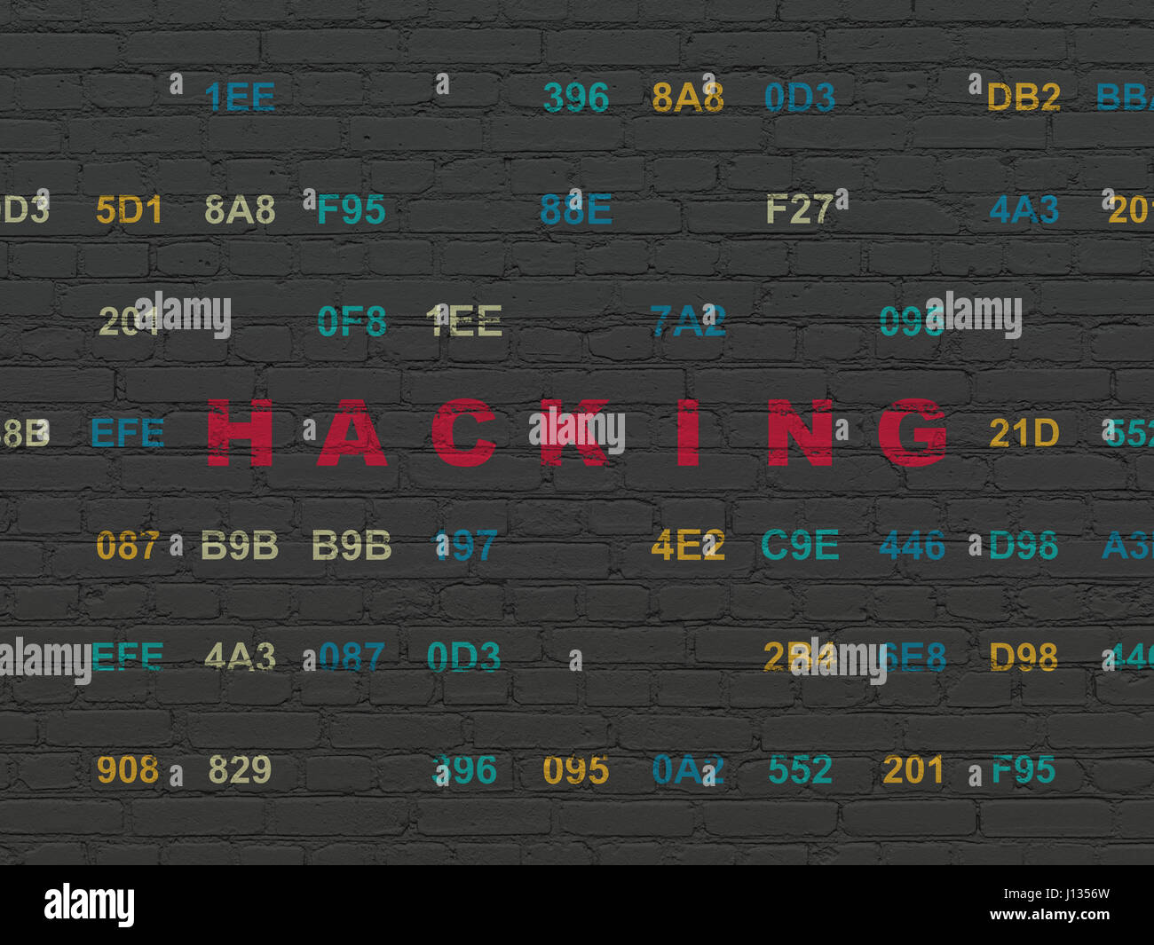 Protection concept: Hacking on wall background Stock Photo - Alamy