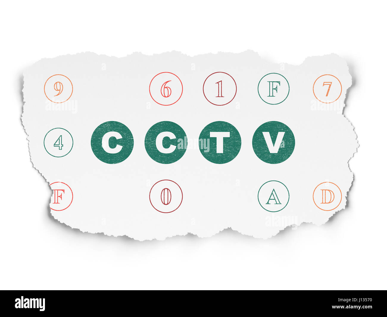 Protection concept: CCTV on Torn Paper background Stock Photo - Alamy