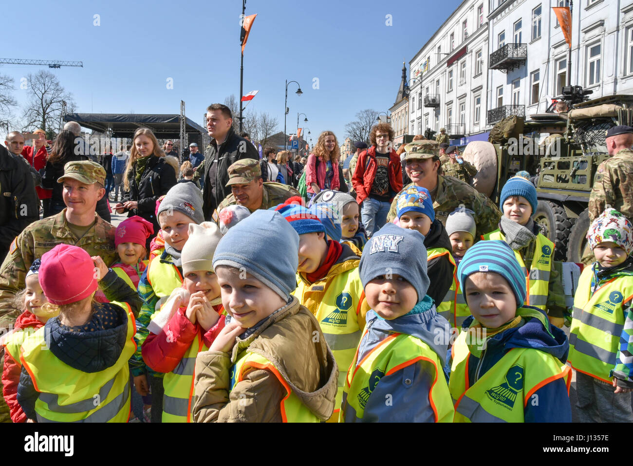 Polish children attend a vehicle static display in Piotrkow Trybunalski ...