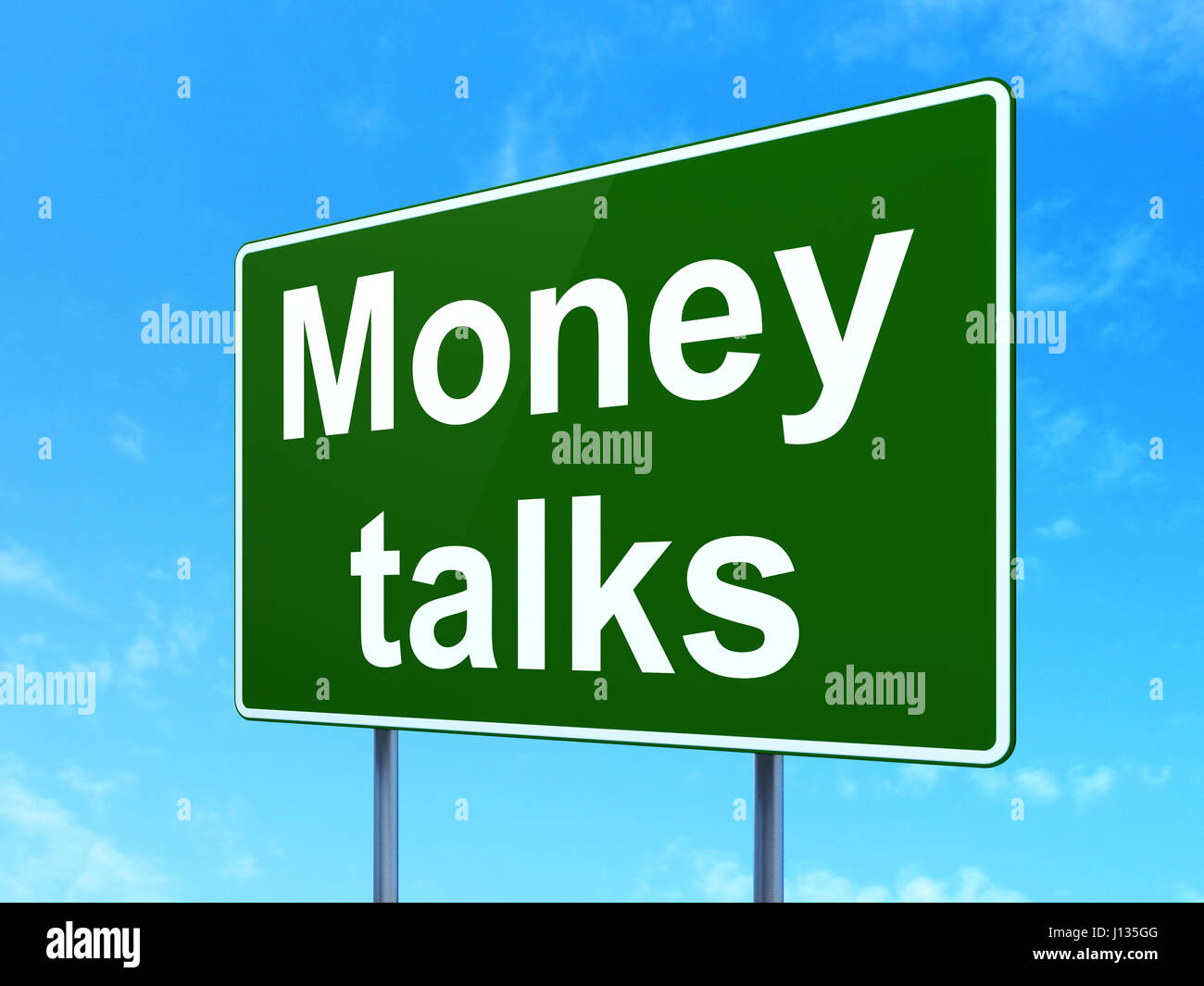 Finance concept: Money Talks on road sign background Stock Photo - Alamy