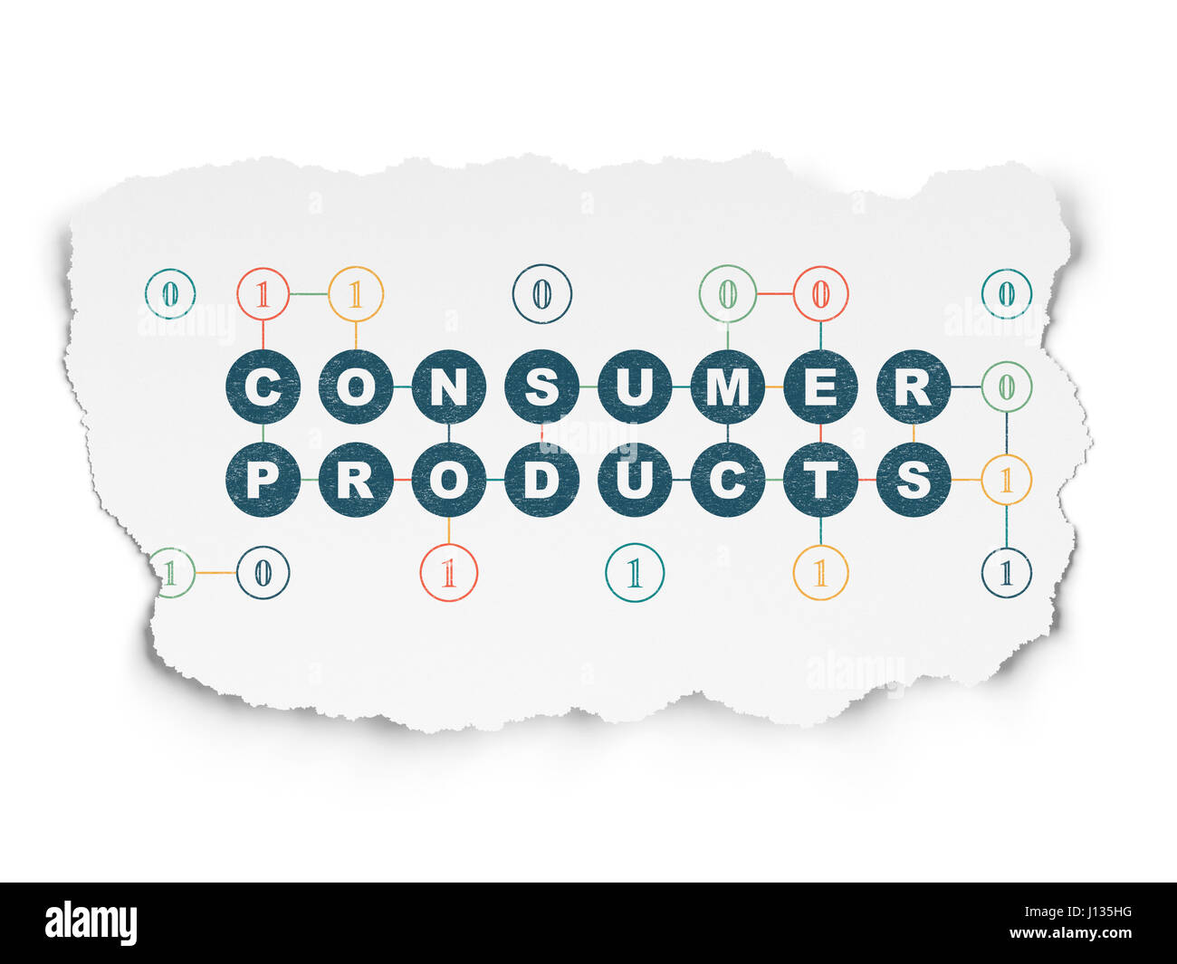 Finance concept: Consumer Products on Torn Paper background Stock Photo ...