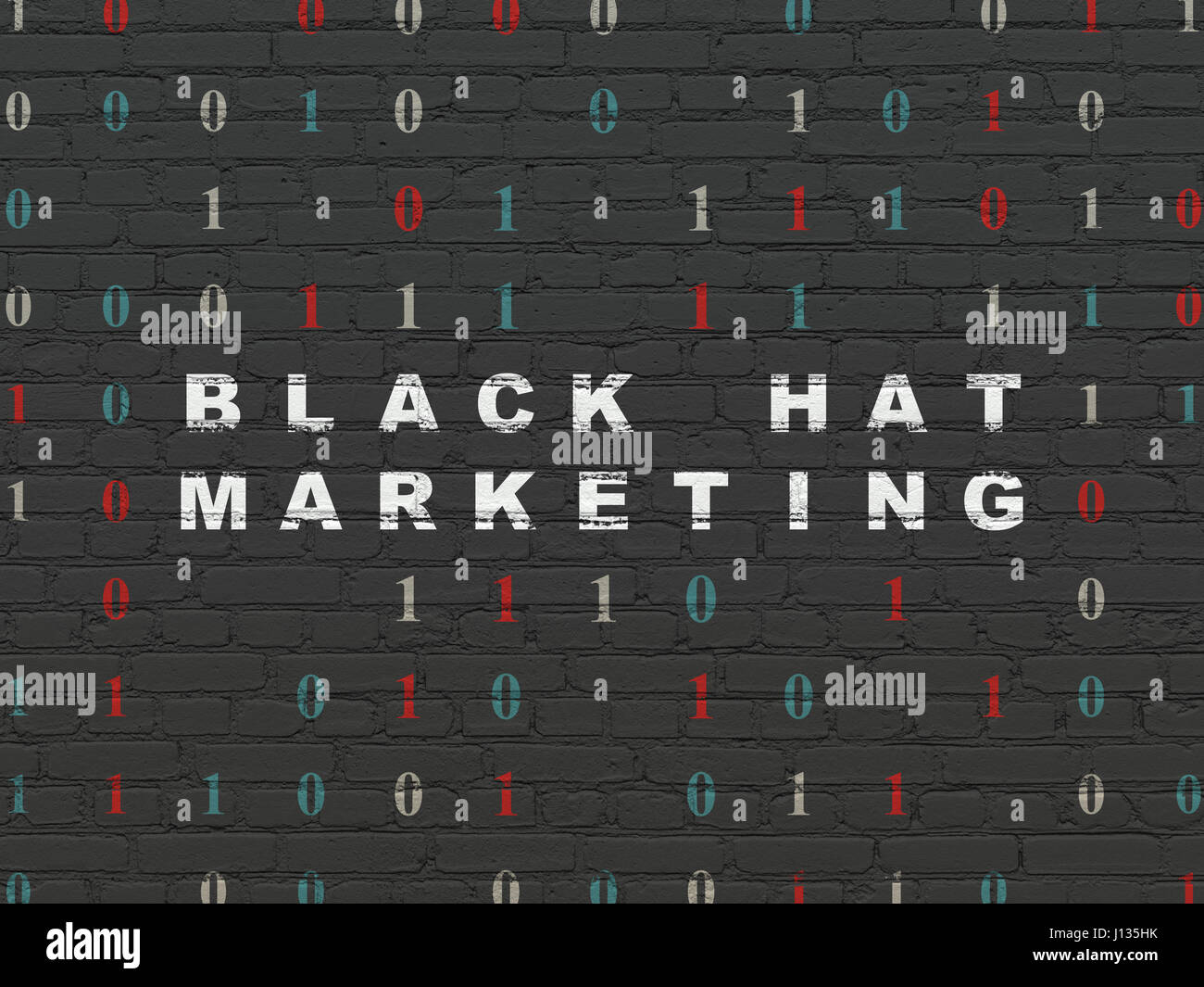 Business concept: Black Hat Marketing on wall background Stock Photo ...