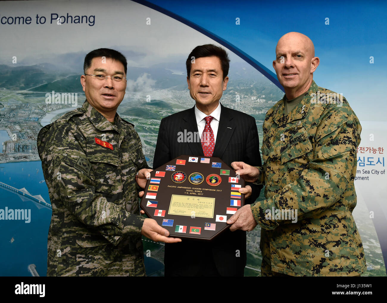Lt. Gen. Sang Hoon Lee, left, and Lt. Gen. David H. Berger, right ...