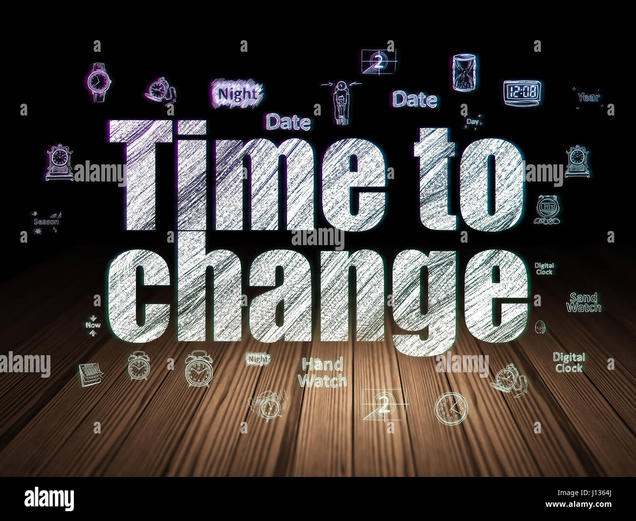 Time concept: Time to Change in grunge dark room Stock Photo - Alamy