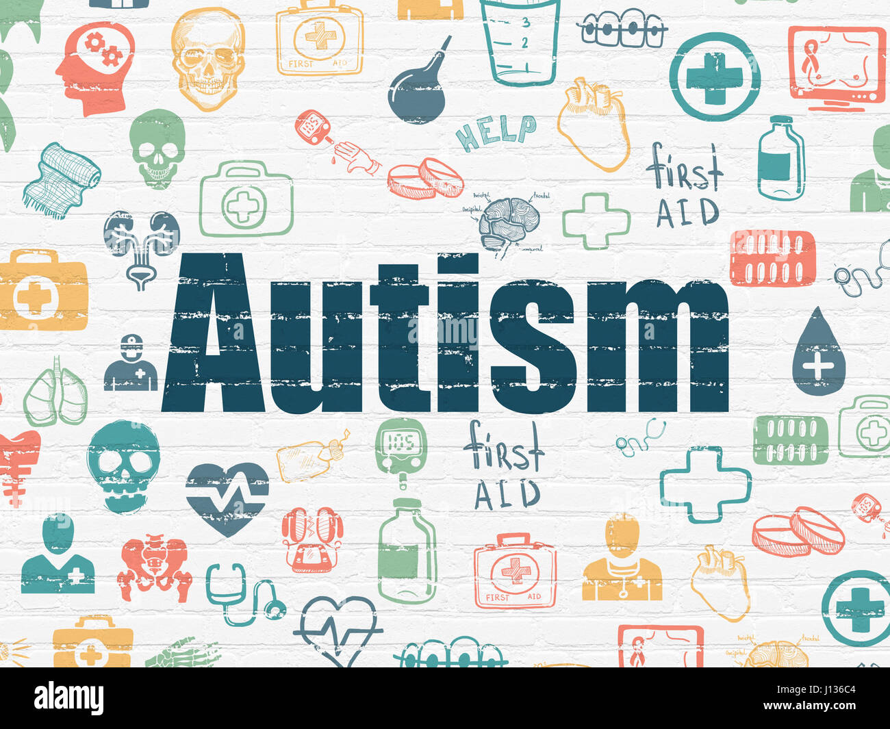 Healthcare concept: Autism on wall background Stock Photo - Alamy