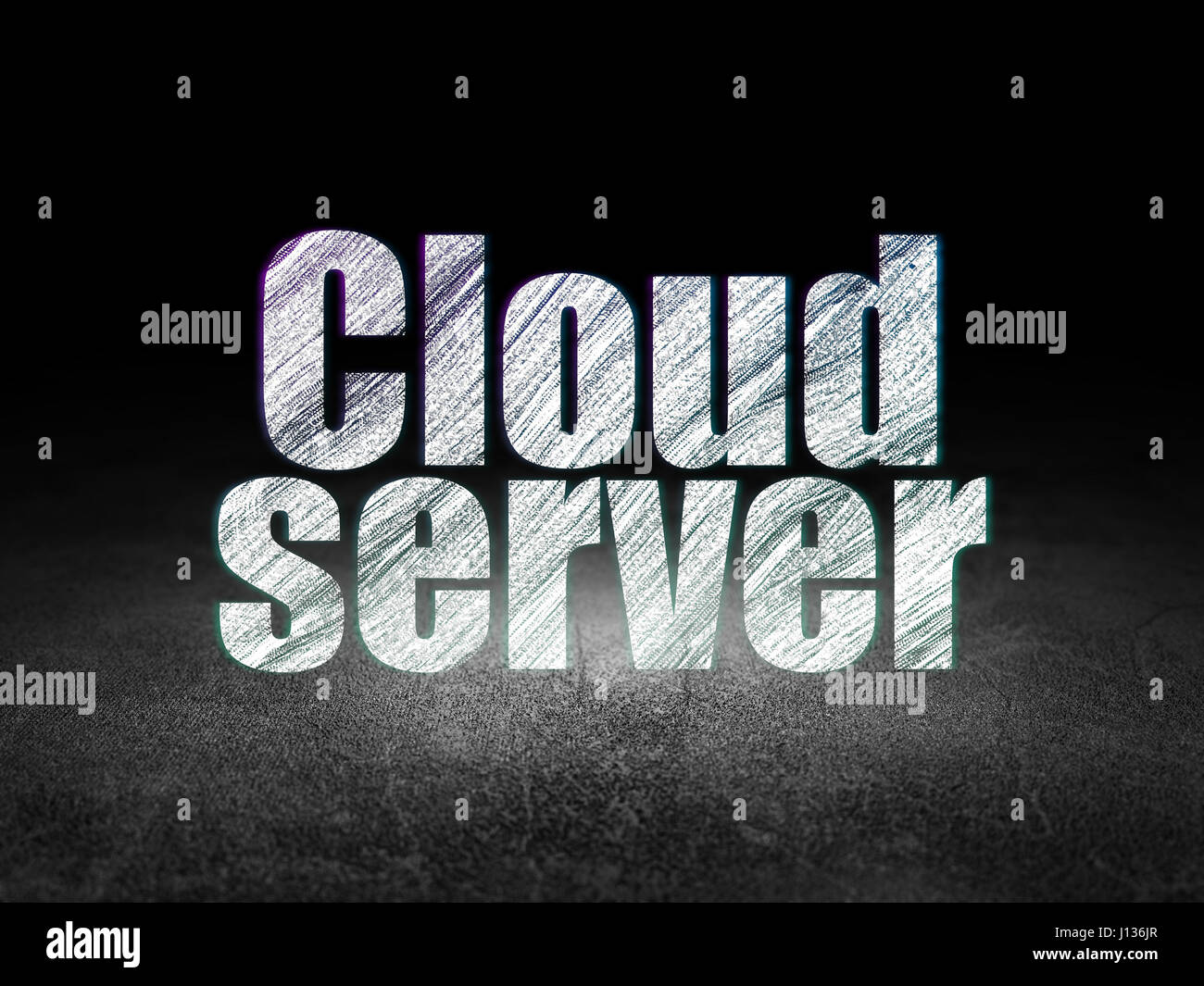 Cloud networking concept: Cloud Server in grunge dark room Stock Photo ...