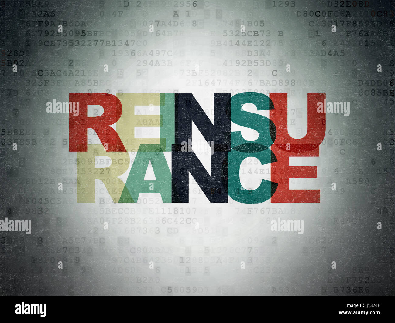 Insurance concept: Reinsurance on Digital Data Paper background Stock ...