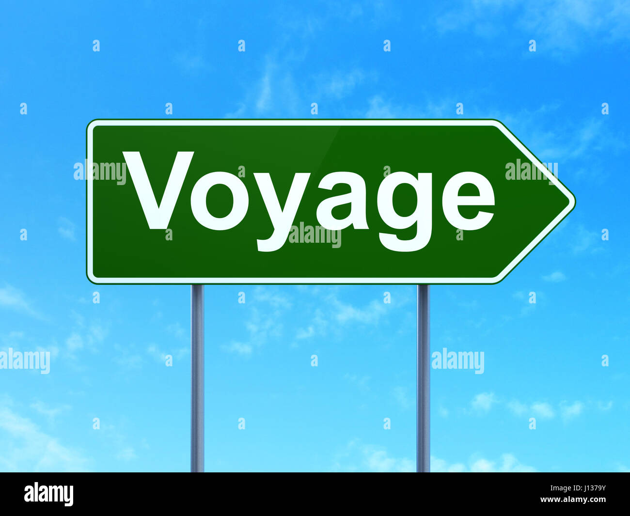 Travel concept: Voyage on road sign background Stock Photo - Alamy