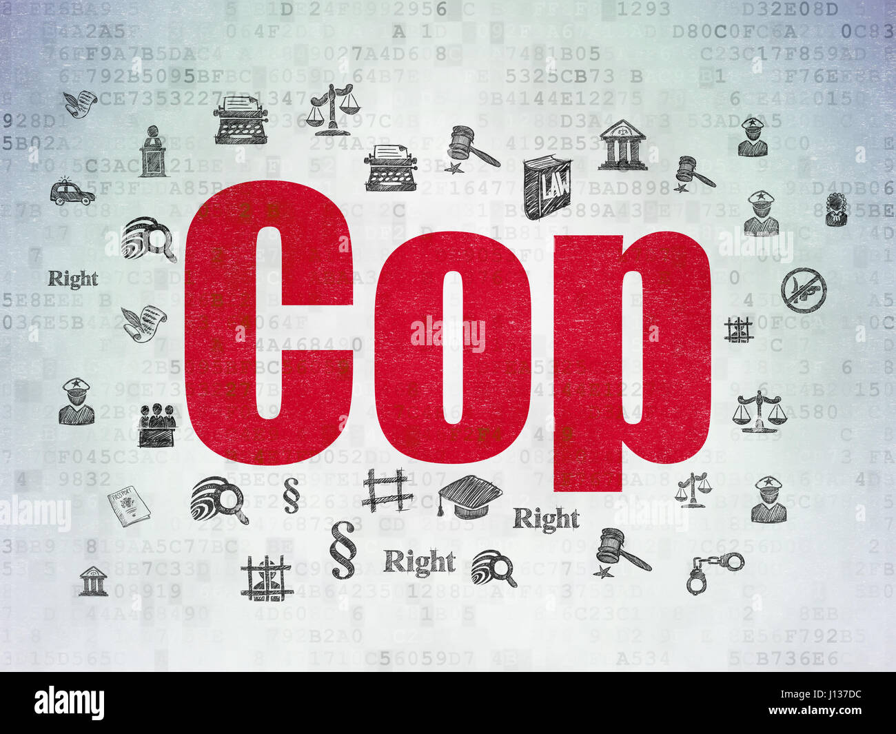 Law concept: Cop on Digital Data Paper background Stock Photo - Alamy