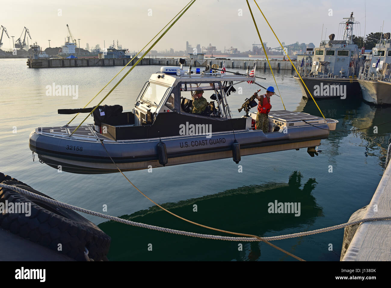 A U.S. Coast Guard Port Security Unit 312 32-foot Transportable ...