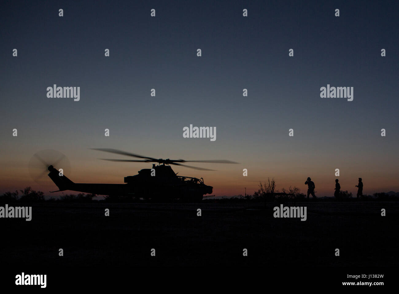 An AH-1Z Viper helicopter from MAWTS-1 prepares to depart a forward ...