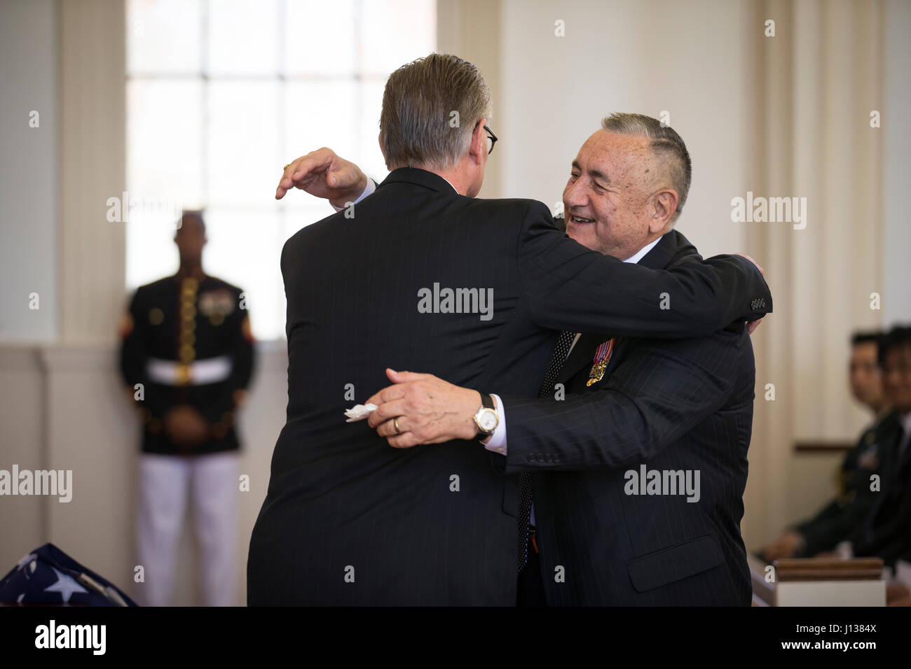 Retired U.S. Marine Corps Lt. Col. John S. Snowden hugs his brother ...