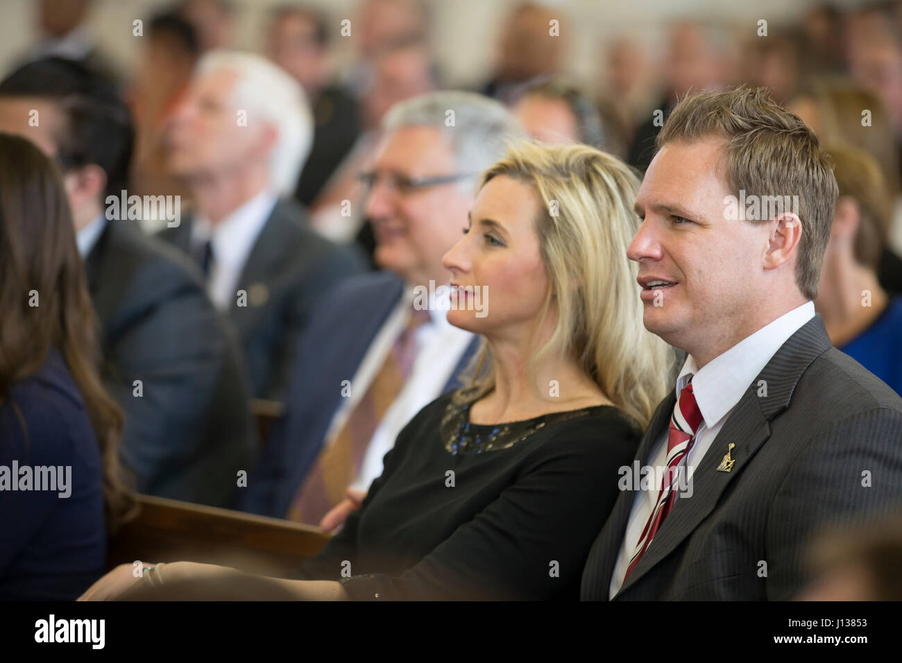 Family members of U.S. Marine Corps Lt. Gen. Lawrence F. Snowden smile ...
