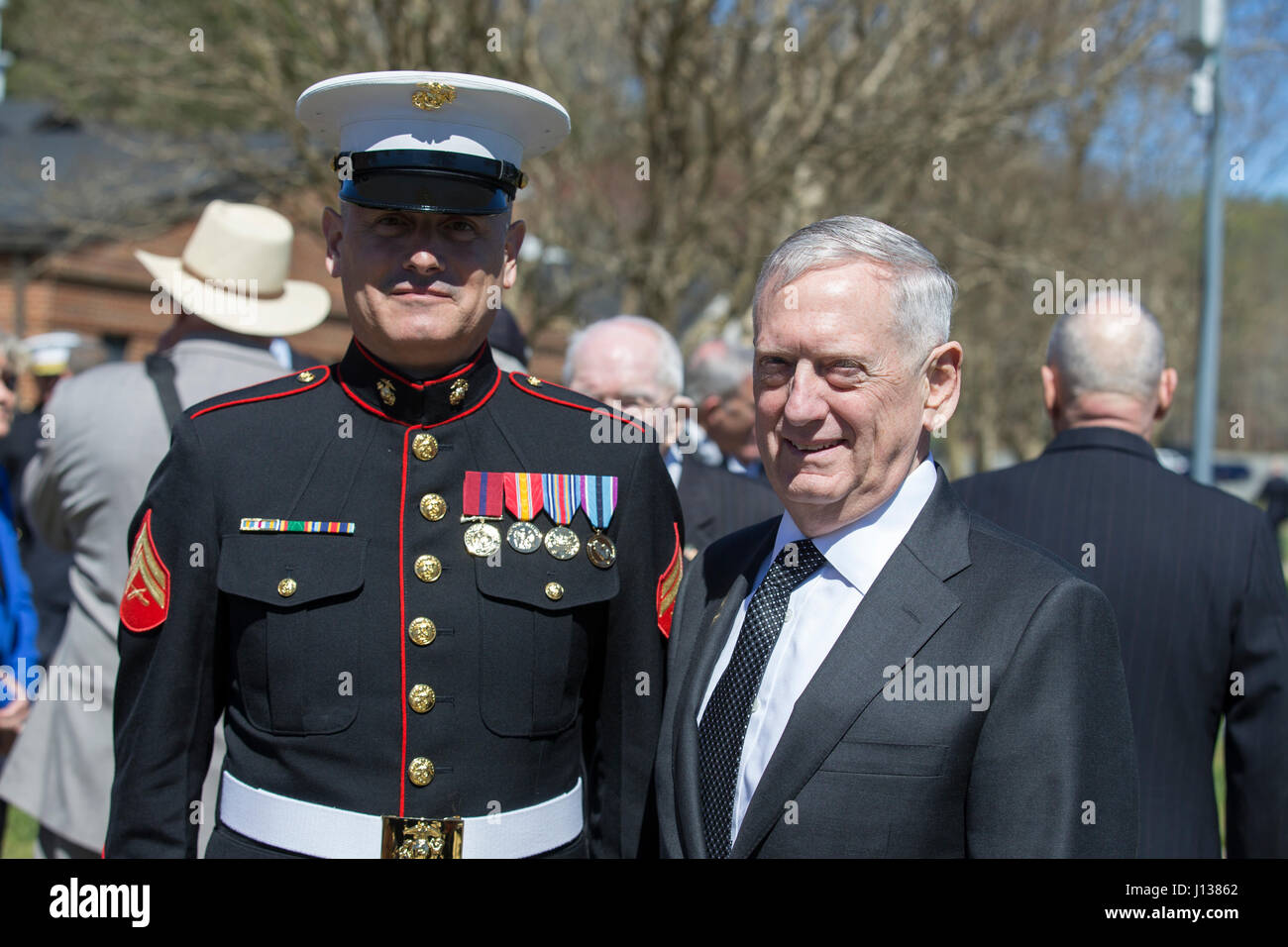 A family member of U.S. Marine Corps Lt. Gen. Lawrence F. Snowden poses ...