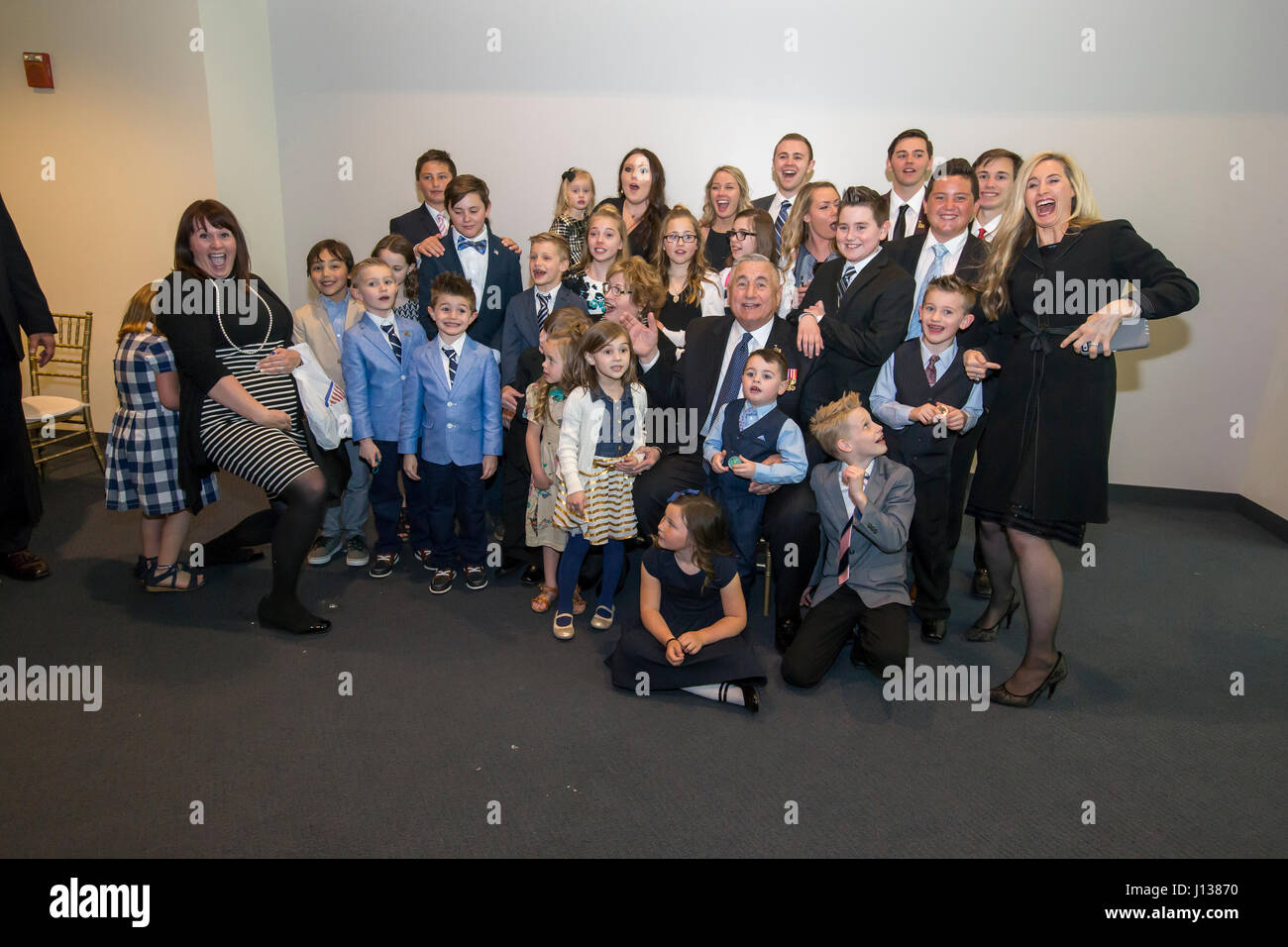 Members of the Snowden family pose for a family photo following a ...