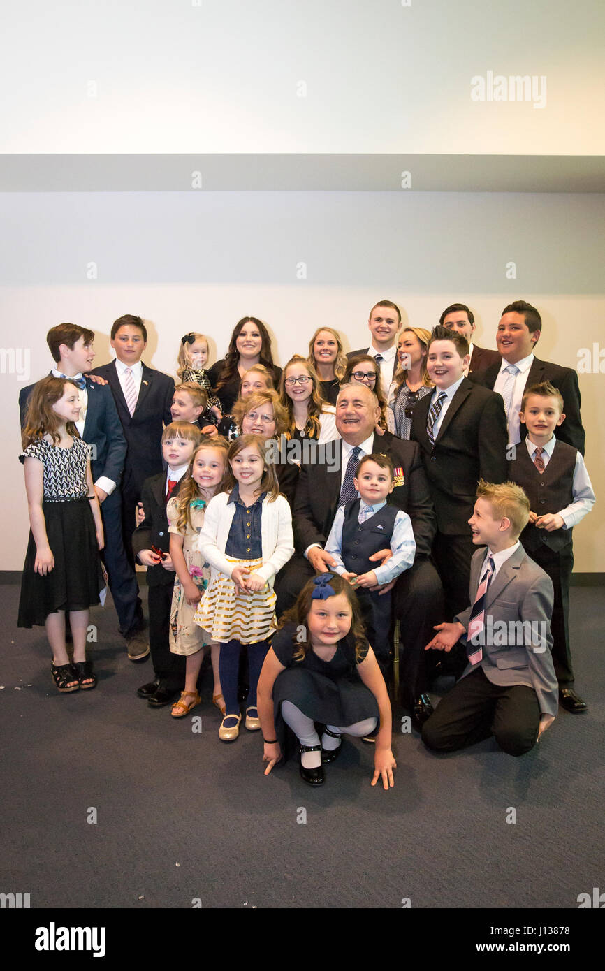 Members of the Snowden family pose for a family photo following a ...