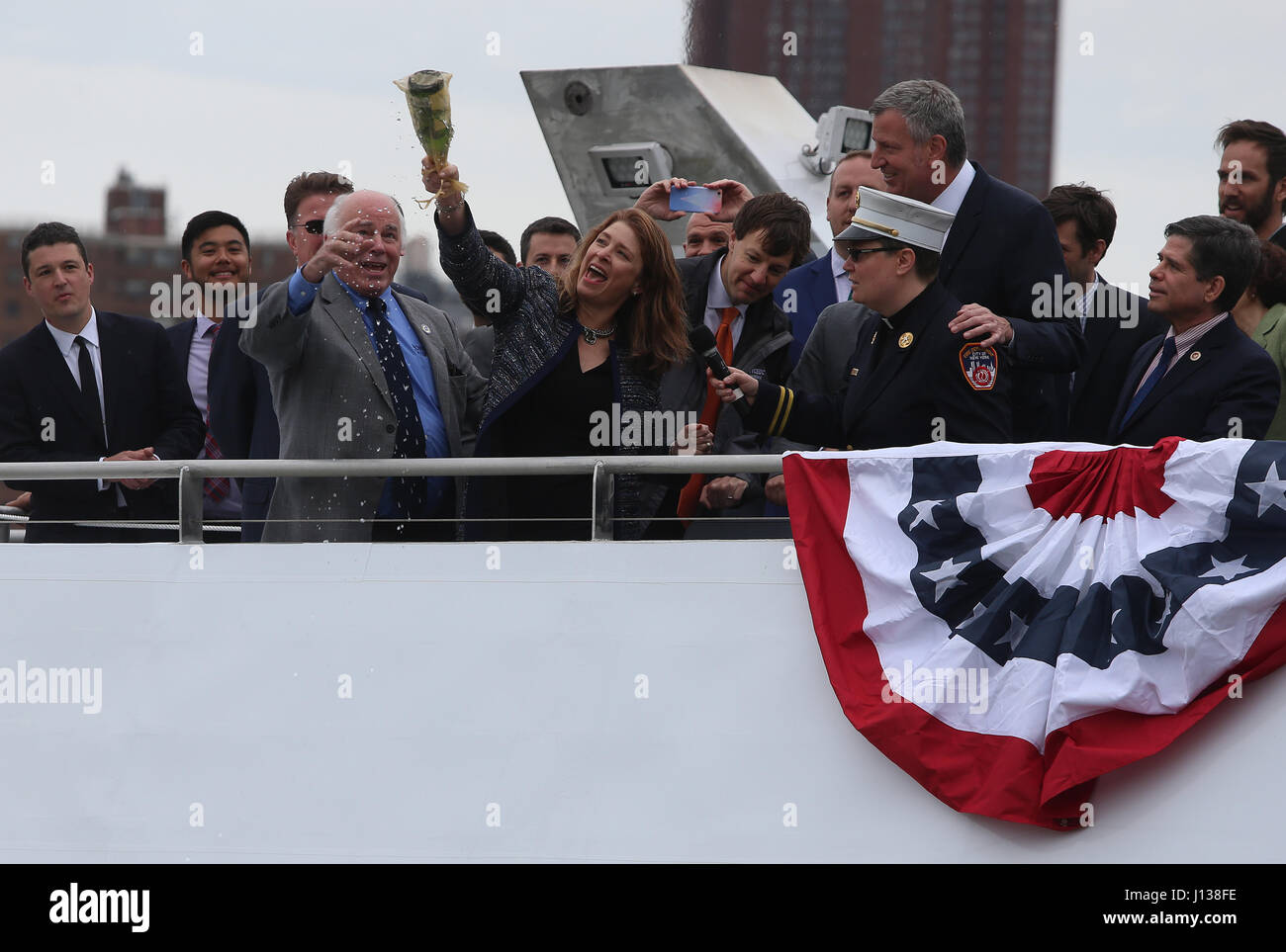 New York City, USA. 17th Apr, 2017. NYC Mayor Bill de Blasio cruised ...