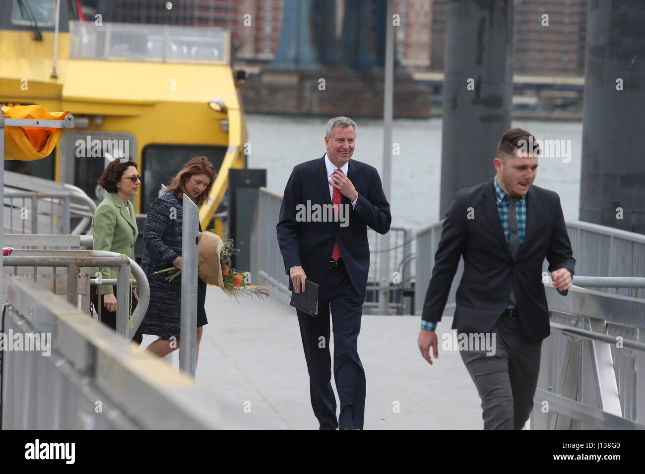 New York City, USA. 17th Apr, 2017. NYC Mayor Bill de Blasio cruised ...